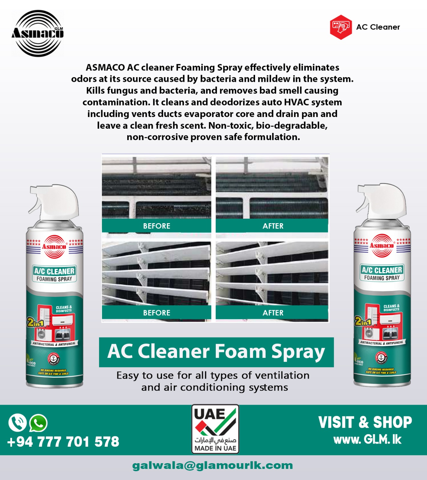 ASMACO AC Cleaner Foam Spray